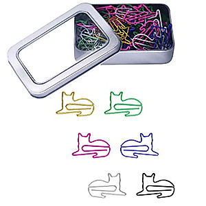 78 Pcs Adorable Cat Animal Shaped Paper Memo Clips Bookmark Assorted Colors in Gift Box for Students, Kids, Teachers