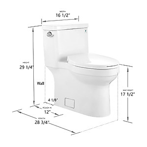 DeerValley DV-1F52828 Apex White ADA Comfortable Height toilet and Elongated One Piece Toilet, with Soft Closing Seat and Left-hand Chrome Trip Lever Included, High-Efficiency
