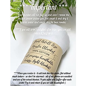 Breathable Adult Muslin “Swaddle” Blanket, 100% Cotton, “90” x 90” Inches, Queen One-Size, Hot Sleeper, Naturally Cooling, Soft Gauze Sheet, Sleeping & Throw (2 Layer Muslin, Natural White)