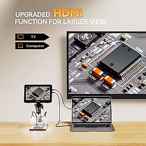 Elikliv EDM9 Pro 7" HDMI Digital Microscope, 1200X Coin Microscope for Adults,1080P Soldering Microscope,16MP Coin Magnifier,IPS Screen,10 LED Lights, Compatible with Windows/Mac OS