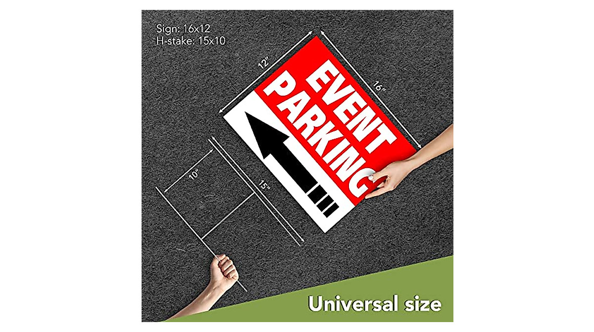4 PC Event Parking Signs with Arrows - 16 x 12 Double Sided Coroplast ...