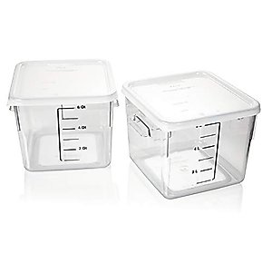 Rubbermaid Commercial Products Plastic Square Food Storage Container with Lid, 6 Quart, 1815325 (set of two)