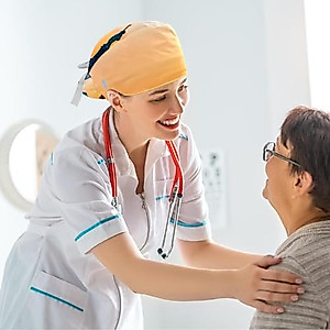 Nurse Scrub Caps,Scrub Hats with Buttons and Cotton Sweatband,Statue of Liberty in The United States
