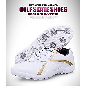 PGM Waterproof Spikeless Golf Shoes for Women Gold