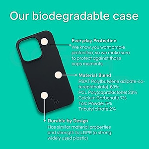 caseym iPhone 14 Pro Biodegradable Phone Case and Screen Protector Bundle - Eco-Conscious Phone Protection - Matte Black