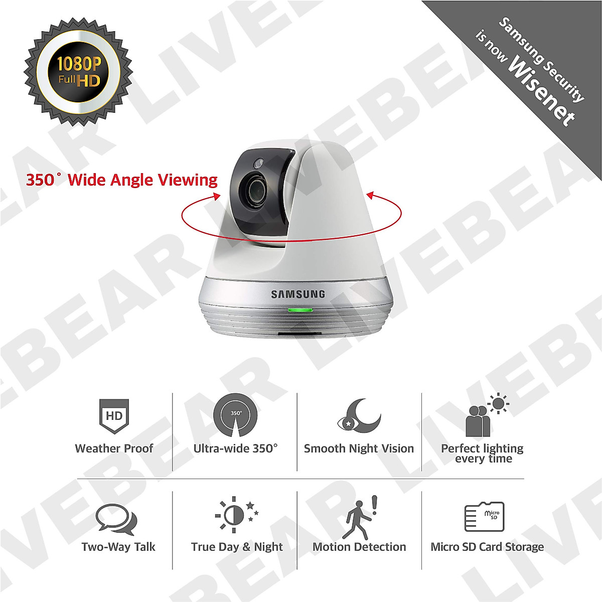Samsung SNH-V6410PN SmartCam Pan/Tilt Full HD 1080p Wi-Fi IP Camera (White)
