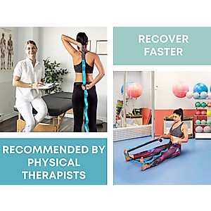 Stretching Strap with Loops - Non Elastic Stretch Band for Physical Therapy, Yoga Strap for Stretching Equipment, Stretch Bands for Exercise and Flexibility - Fascia, Hamstring & Leg Stretcher Belt