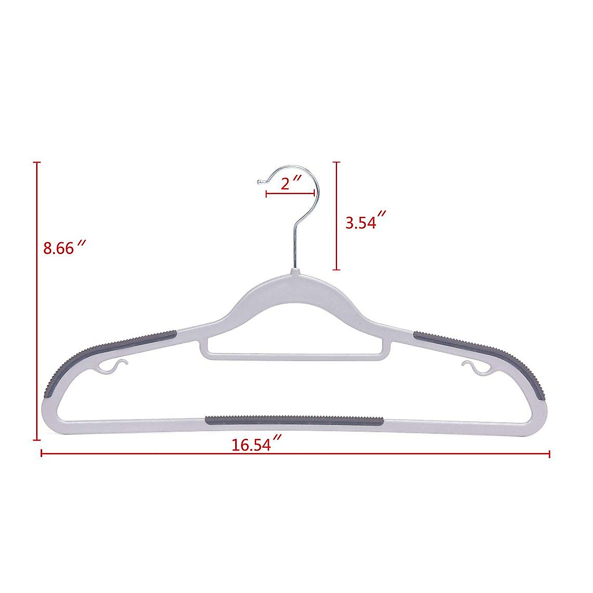 Quality Hangers Clothes Hangers 50 Pack - Non-Velvet Plastic Hangers for Clothes - Heavy Duty Coat Hanger Set - Space-Saving Closet Hangers with Gray Swivel Hooks - Functional Non-Flocked Hangers