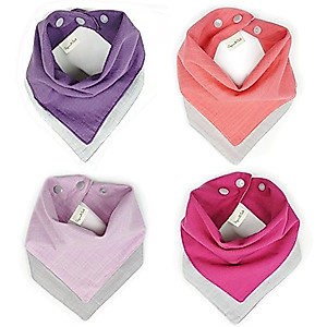 Cooper & Belle Baby Bandana Bibs 100% Cotton Muslin Baby Bibs for Boys and Girls, Reversible and Absorbent Drool Bibs, 4-Pack, Blush