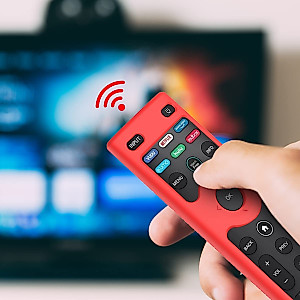 [2 Pack] WQNIDE Silicone Protective Case Cover for Vizio XRT140 Smart TV Remote Control,Shockproof Vizio XRT140 LED QLED HD UHD TV Remote Replacement Case with Lanyard (Red+Grow Blue)