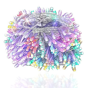 Easter Decorations Lights, 66ft 200 LED Easter Pastel String Lights, Clear Wire Twinkle Fairy Tree Lights Indoor Outdoor, 8 Modes Plug-in Christmas Lights for Bedroom Garden Party Decor