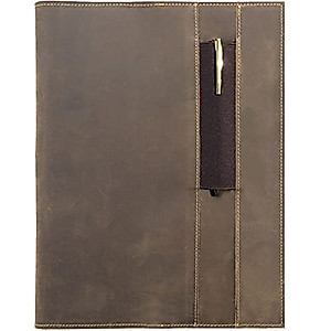 Leather Refillable Journal Cover for Men and Women, Handmade Gift Set for Moleskine Cahier XL with Stylish Pen and Card Holder, Vintage and Classic, Notebook, Sketchbook, Planner and Diary (10.5x16.4")
