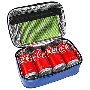 ONTESY Small Lunch Box for Men Women, Patent Leather Lunch Bag Thermal Insulated Mini Lunchbox Lunch Pail Reusable Food Container Snack Bag (Royal Blue)