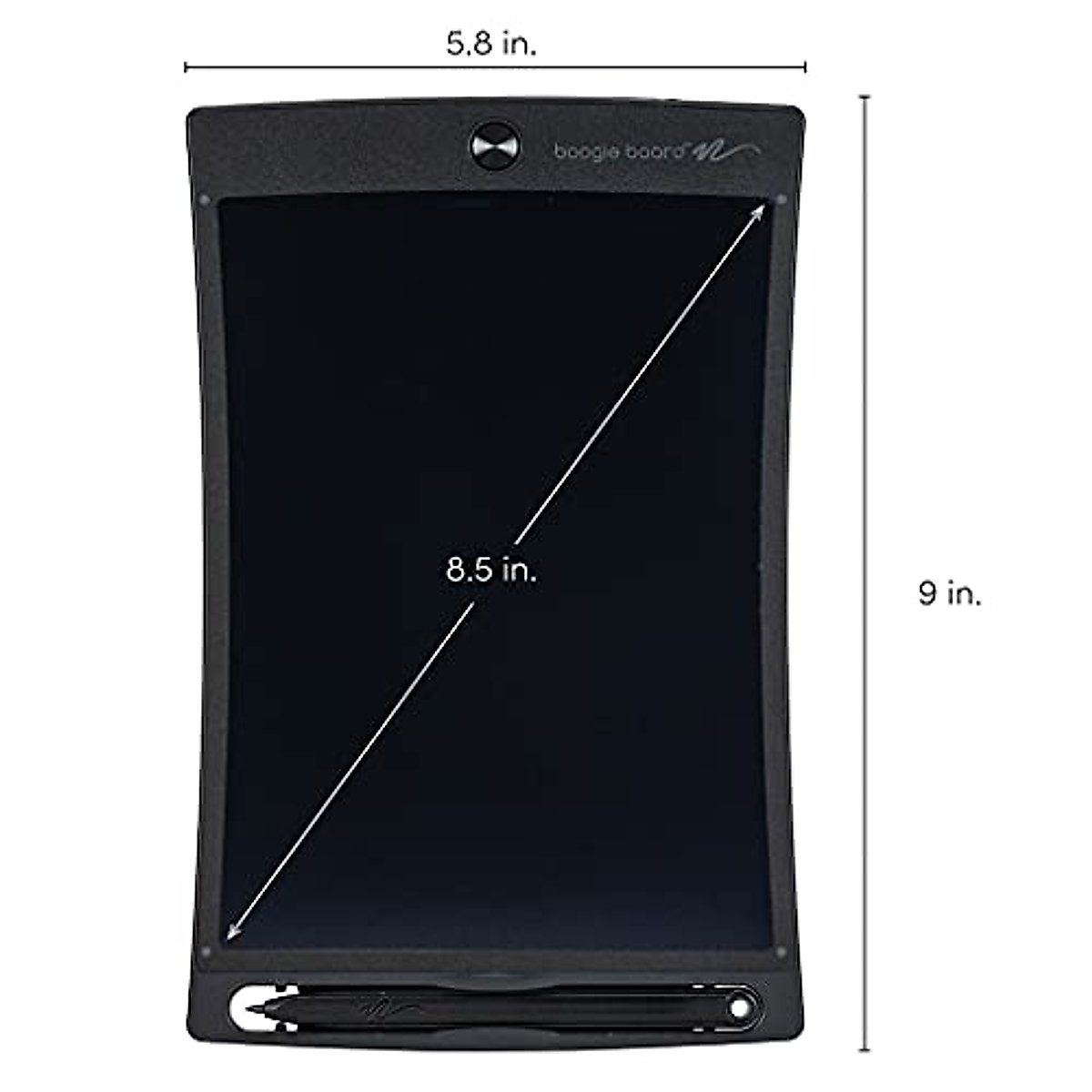 Boogie Board Jot Reusable Writing Tablet- Includes 8.5 in LCD Writing Tablet, Instant Erase, Stylus Pen, Built in Magnets and Kickstand, Gray