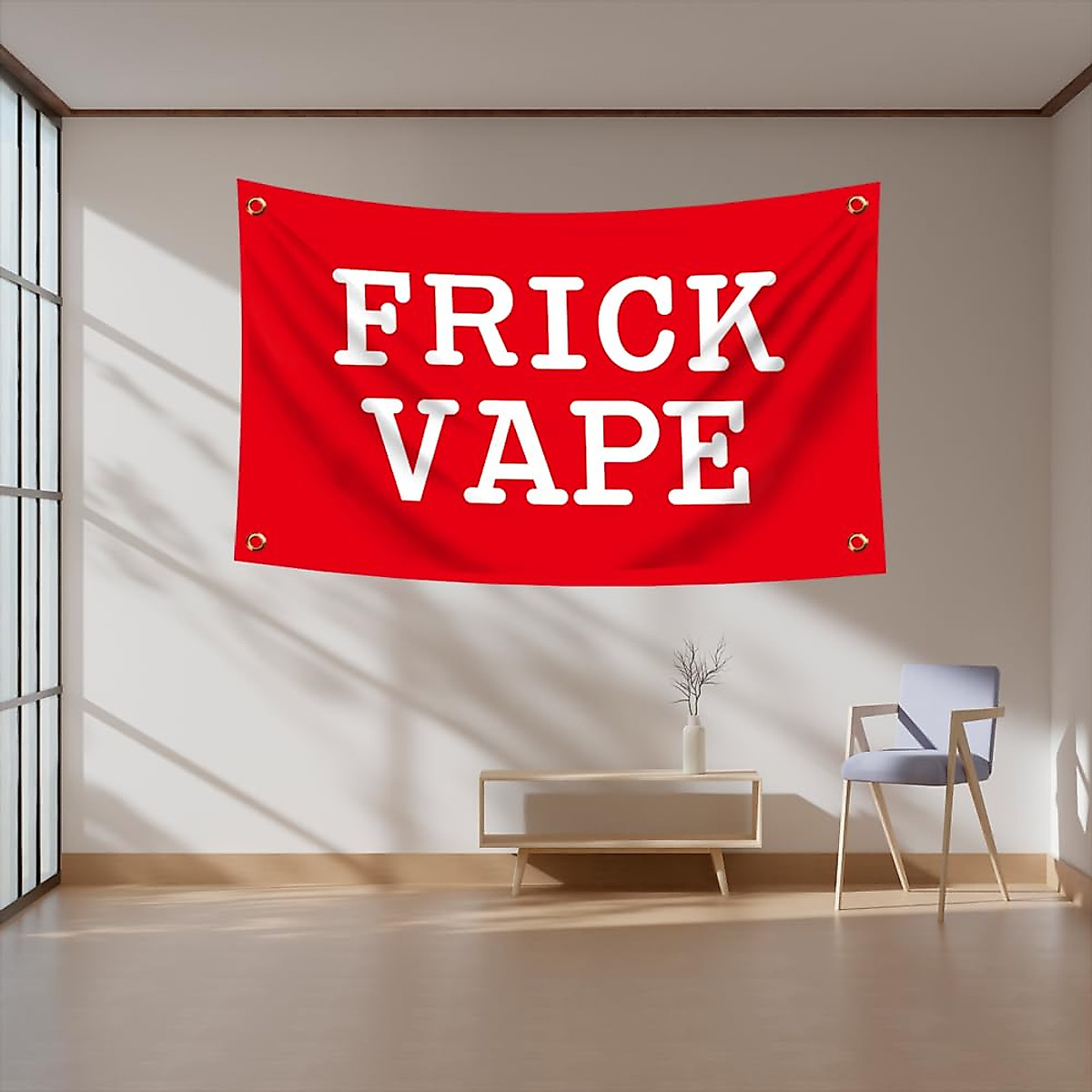 Eksent Banner Red Frick Vape Banner Flag 3x5ft/HD printing/Vibrat Color/150D Polysterfor College Room Dorm With4 Brass Grommets