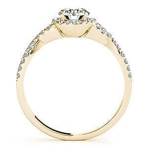 JewelMore 1/2 Carat Halo Daimond Engagement Bridal Ring Set 14K Solid Yellow Gold (I-J/I2-I3) (6)