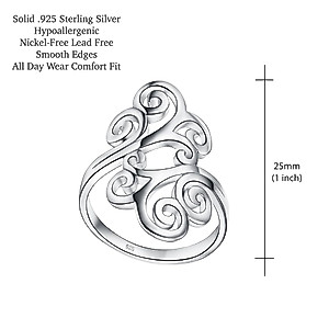 Hoops & Loops Sterling Silver High Polished Open Filigree Fashion Ring, Size 9