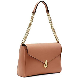 Calvin Klein Soft Lock Lamb Leather Large Convertible Crossbody Shoulder Bag, Caramel