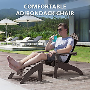 Cecarol Normal Size Adirondack Chair Plastic, Outdoor Fire Pit Chair with Cup Holder, Adirondack Patio Chair Weather Resistant for Outside, Porch, Lawn, Garden- AC01S, Coffee