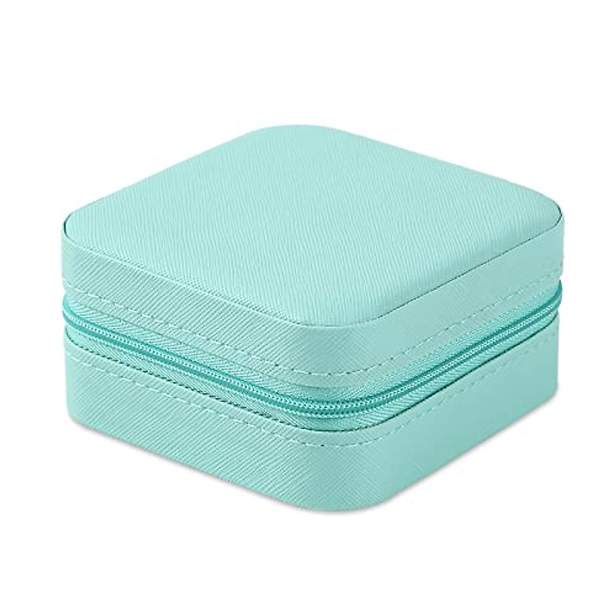Portable Travel Mini Jewelry Box Leather Jewellery Ring Organizer Case Storage Gift Box Girls Women (blue).