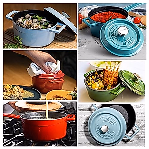 LAVA 4.7 Quarts Cast Iron Dutch Oven: Multipurpose Stylish Round Shape Dutch Oven Pot with Three Layers of Enamel Coated with Trendy Lid (Turquoise)