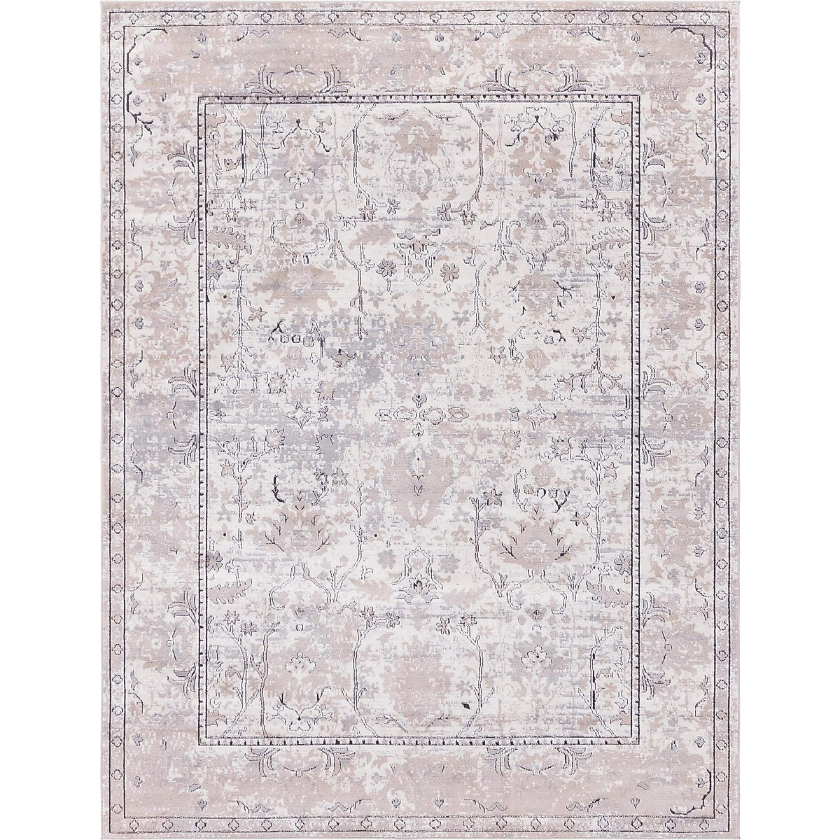 Rugs.com Oregon Collection Rug – 9' x 12' Ivory Low-Pile Rug Perfect for Living Rooms, Large Dining Rooms, Open Floorplans