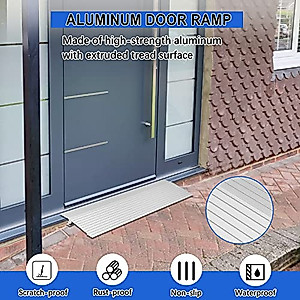 Sidasu Door Threshold Ramp 1" Rise Threshold Ramp for Wheelchairs High Aluminum Threshold Ramp for Wheelchairs Maximum Load of 810lbs for Wheelchair Scooters Power Chairs Walkers