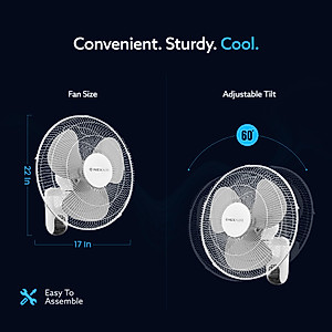 NEXAIR 16" Oscillating Wall Mount Fan, Quiet Operating Room Fan With Remote Control, 3 Speed Wall Fan for Bedroom with 7.5 Hr Auto Off Timer, Adjustable Cooling Fan For Home, Office & Living Room