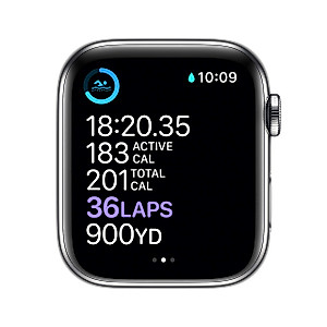 Apple Watch Series 6 (GPS + Cellular, 44mm) - Silver Stainless Steel Case with White Sport Band (Renewed)
