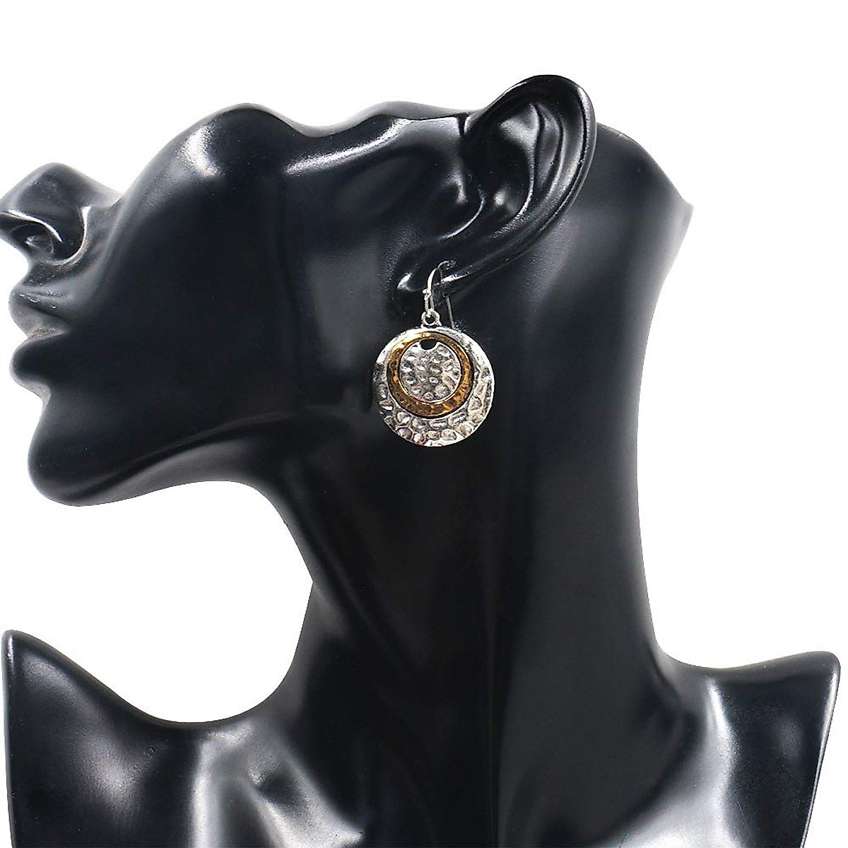 D.Rosse Handmade Ethnic Boho Retro Gold Matte Small Round Circle Dangle Drop Earrings Vintage Silver Hoop Hook Earrings for Women Statement Jewelry (Silver)