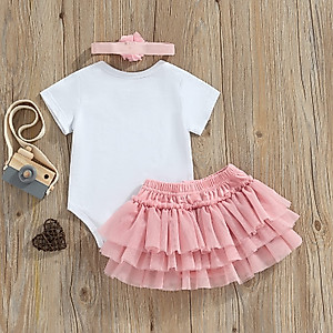 Newborn Infant Baby Girl Easter Outfit My 1st Easter Short Sleeve Romper Bodysuit and Tulle Tutu Skirt 0-18M (Pink, 3-6 Months)