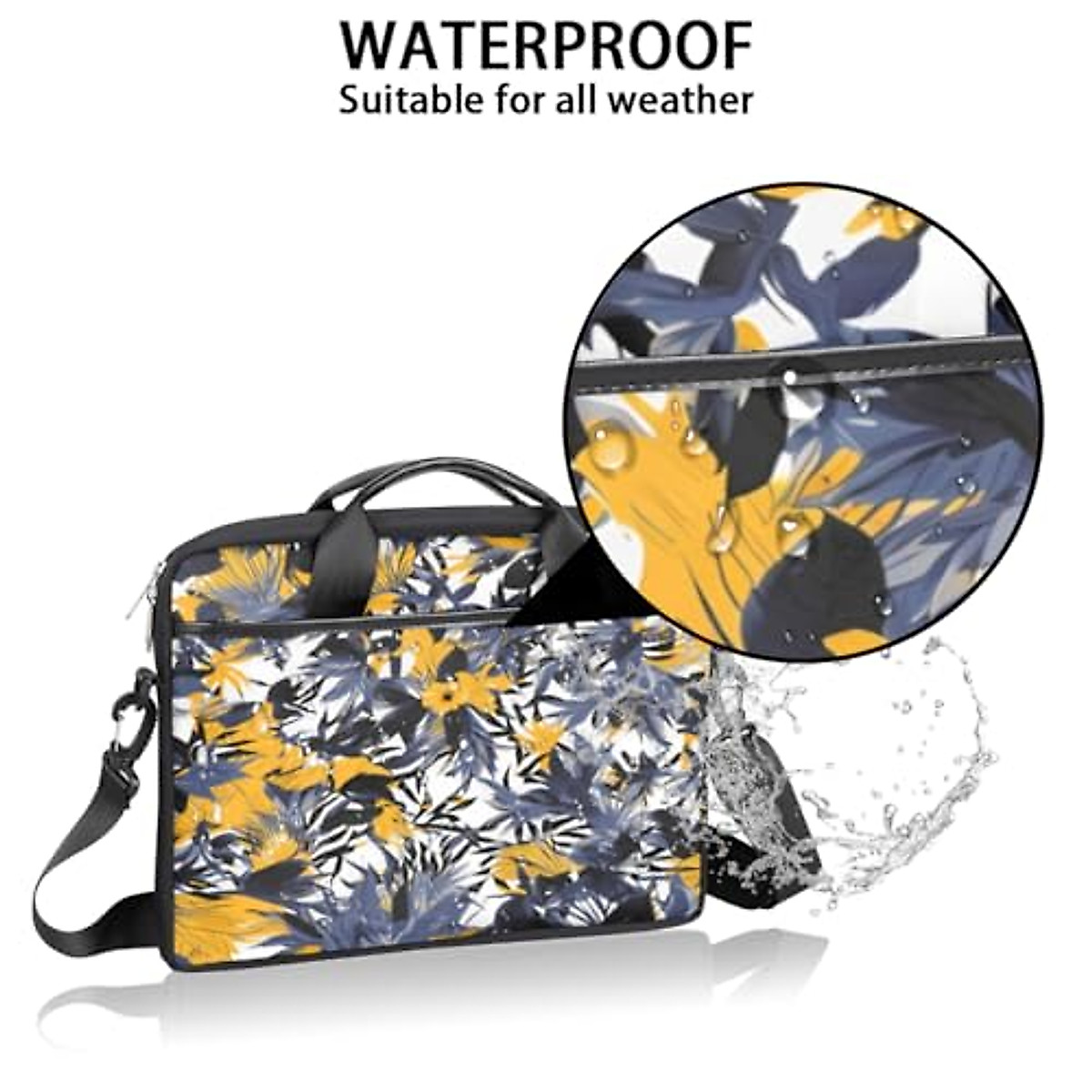 Art Flowers Laptop Computer Bag Waterproof Shoulder Messenger Bag 13-15 inch Durable Laptop Tote Bag with Shoulder Strap Handle Lightweight Crossbody Briefcase