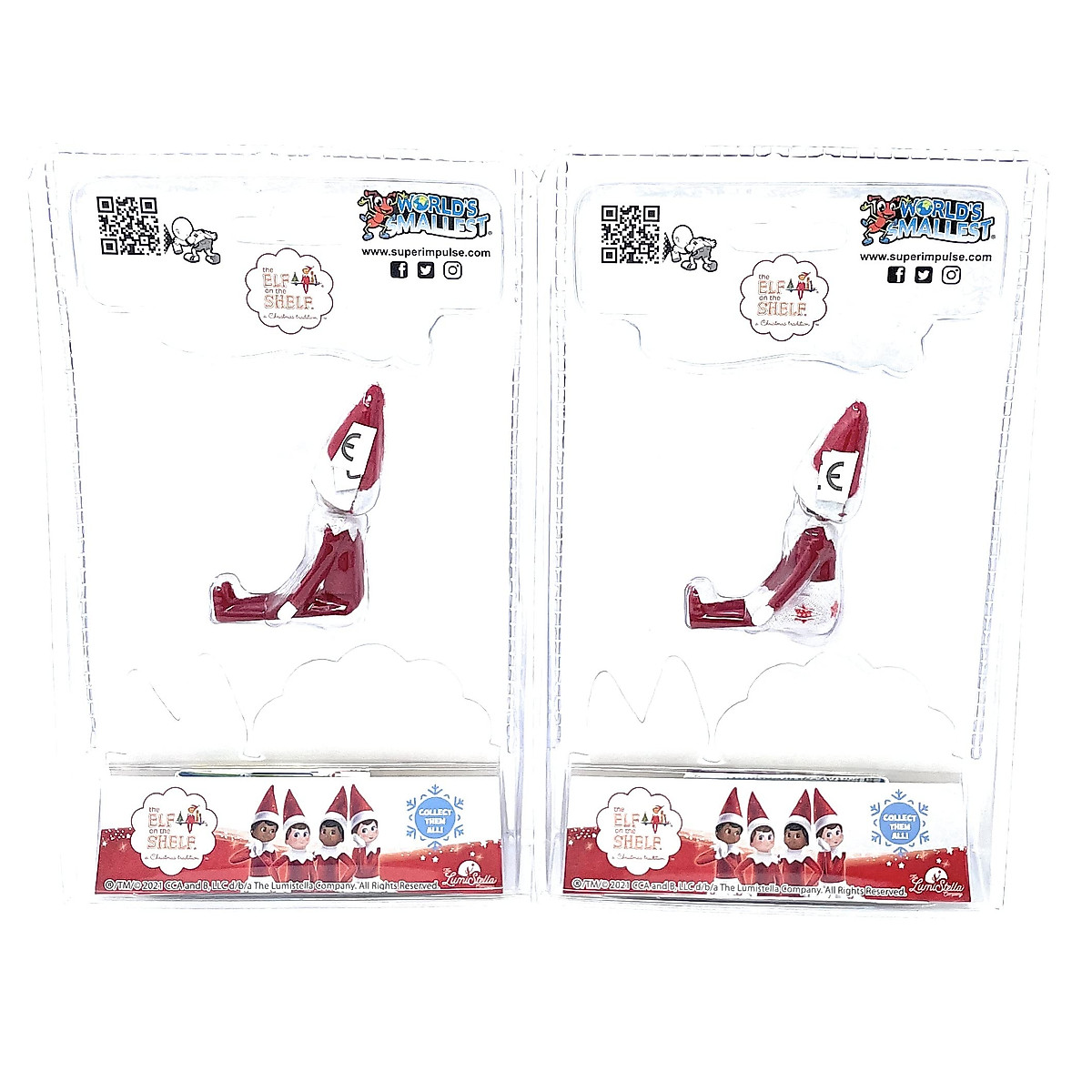Worlds Smallest World's Smallest Elf on The Shelf Bundle Set of 2 Boy and Girl Light Tone - 4 Inches Tall!