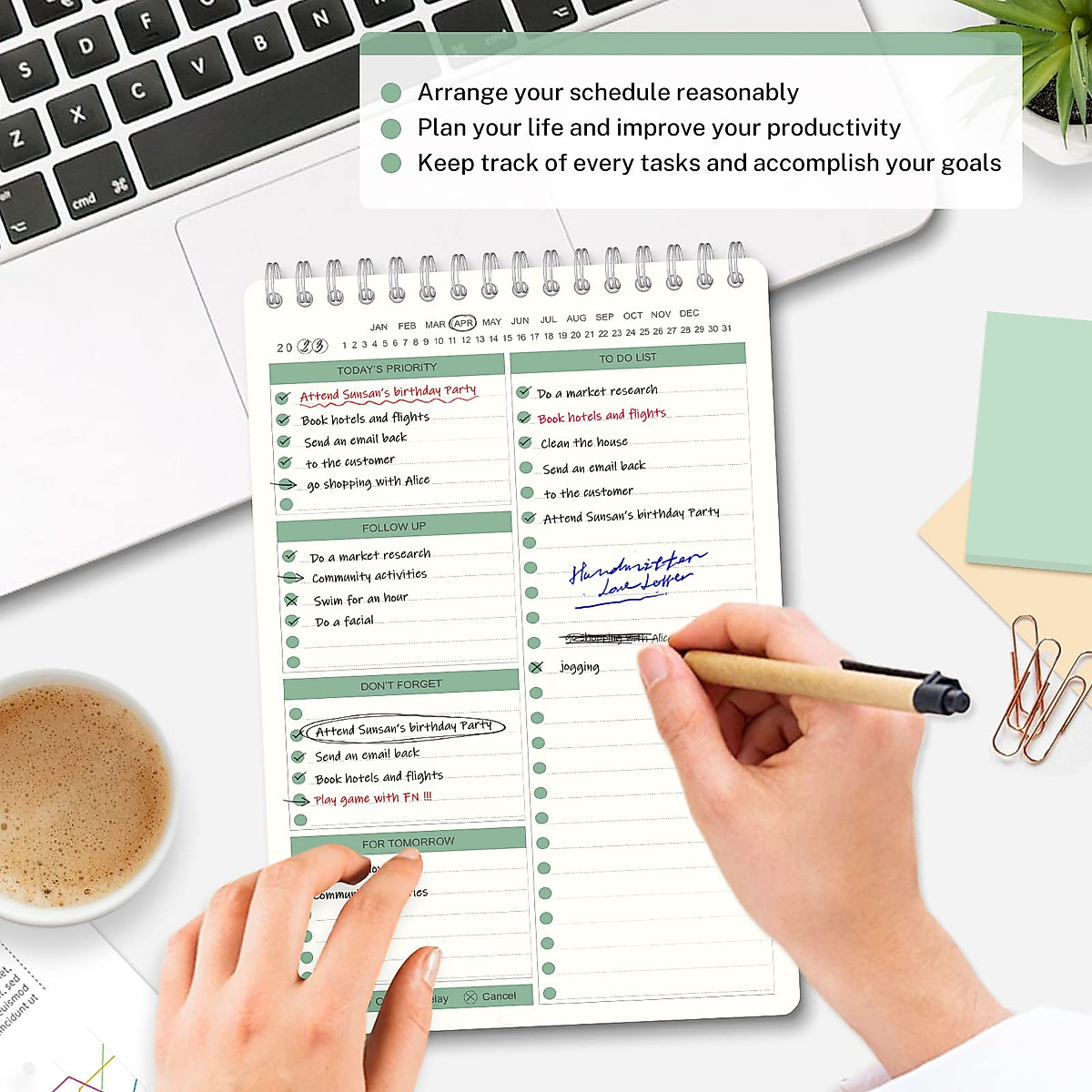 Daily To Do List Notepad, Daily Planner Notepad Undated With 52 Sheet, Appointment book for Top Priorities, Meeting, Follow up, Notes, 1 Pack, Pink(5.5"x8.5")