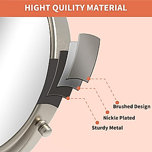 Erlingeryi 8" Wall Mounted Makeup Mirror 1X/ 10x Magnifying Mirror Double Sided Vanity Makeup Mirror for Bathroom Nickel Brush Finish