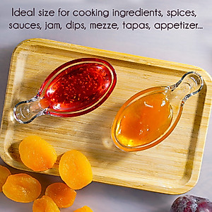 Crystalia Boutique Leaf Shape Glass Bowls Set for Kitchen Prep, Small Pinch Bowls, Clear Glass Cooking and Serving Bowls for Fruit, Sauce, Dipping and Candy Dishes, Mini Decorative Serveware Set of 6