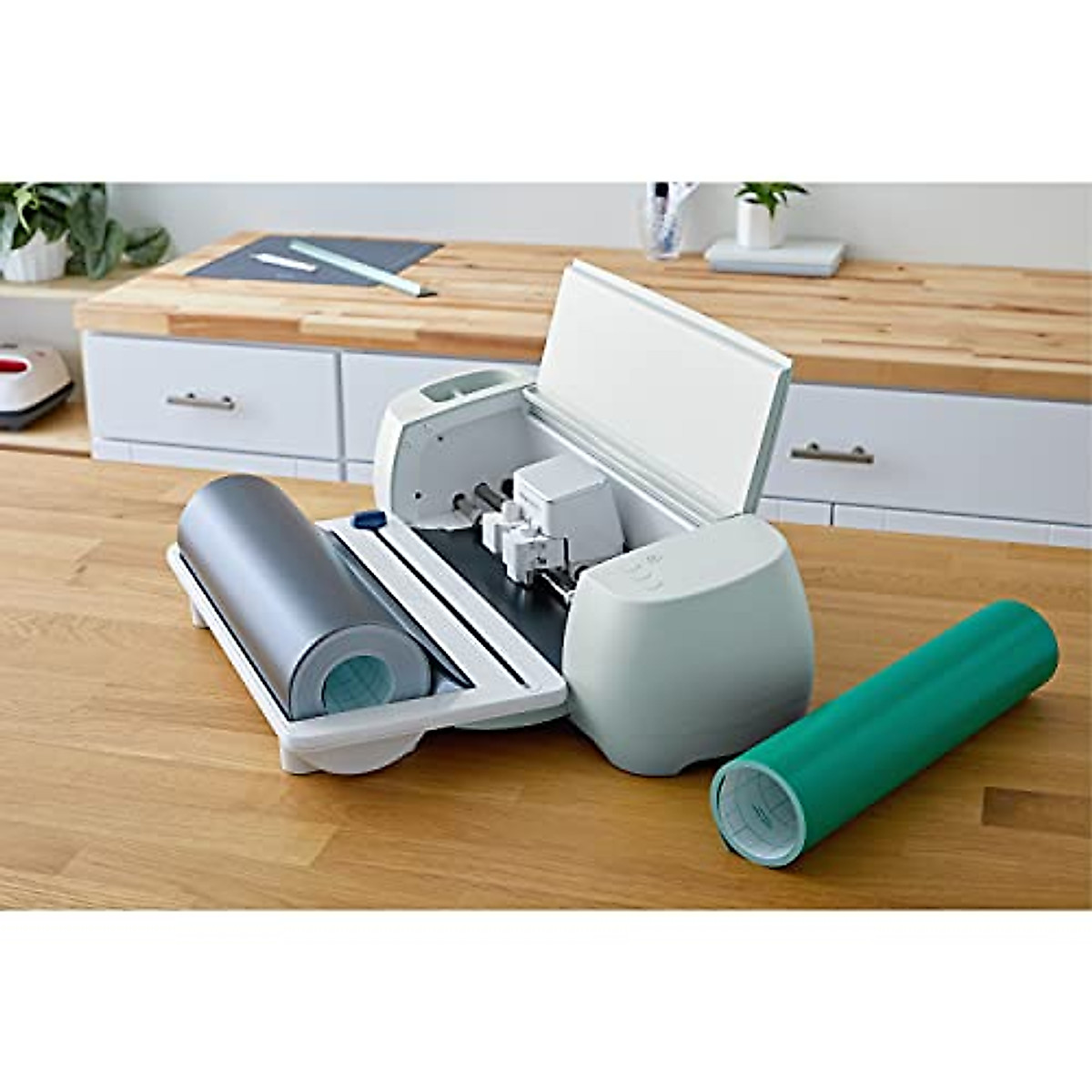Cricut Roll Holder -With Built in Trimmer – Perfect for Clean Precise Cuts of Cricut Smart Vinyl and Heat Transfer Vinyl Iron On – Compatible with Cricut Maker 3 and Cricut Explore 3,White