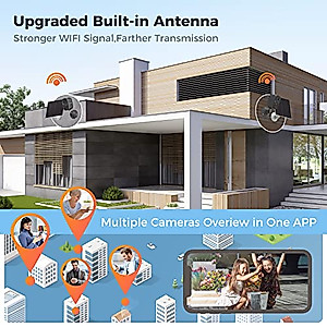 LongPlus Security Cameras Wireless Outdoor, 2 Pack Solar Camera Security Outdoor, 1080P Color Night Vision, Wireless Home Security Cameras with Solar Panel, Spotlight/Alarm, AI Detection, 2-Way Talk