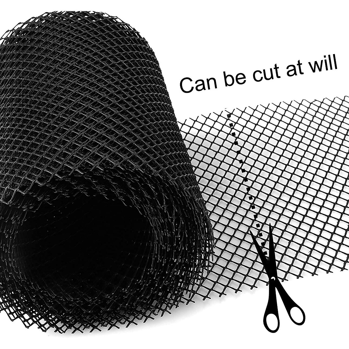 Plastic Gutter Guard Mesh Protector, 6” x 20 Ft Roofing Gutters Screen Roll with 10 Clip Fixing Hooks, Leaf Protection Cover Netting to Stop Gutter Drain Downspout Clogging from Leaves or Debris