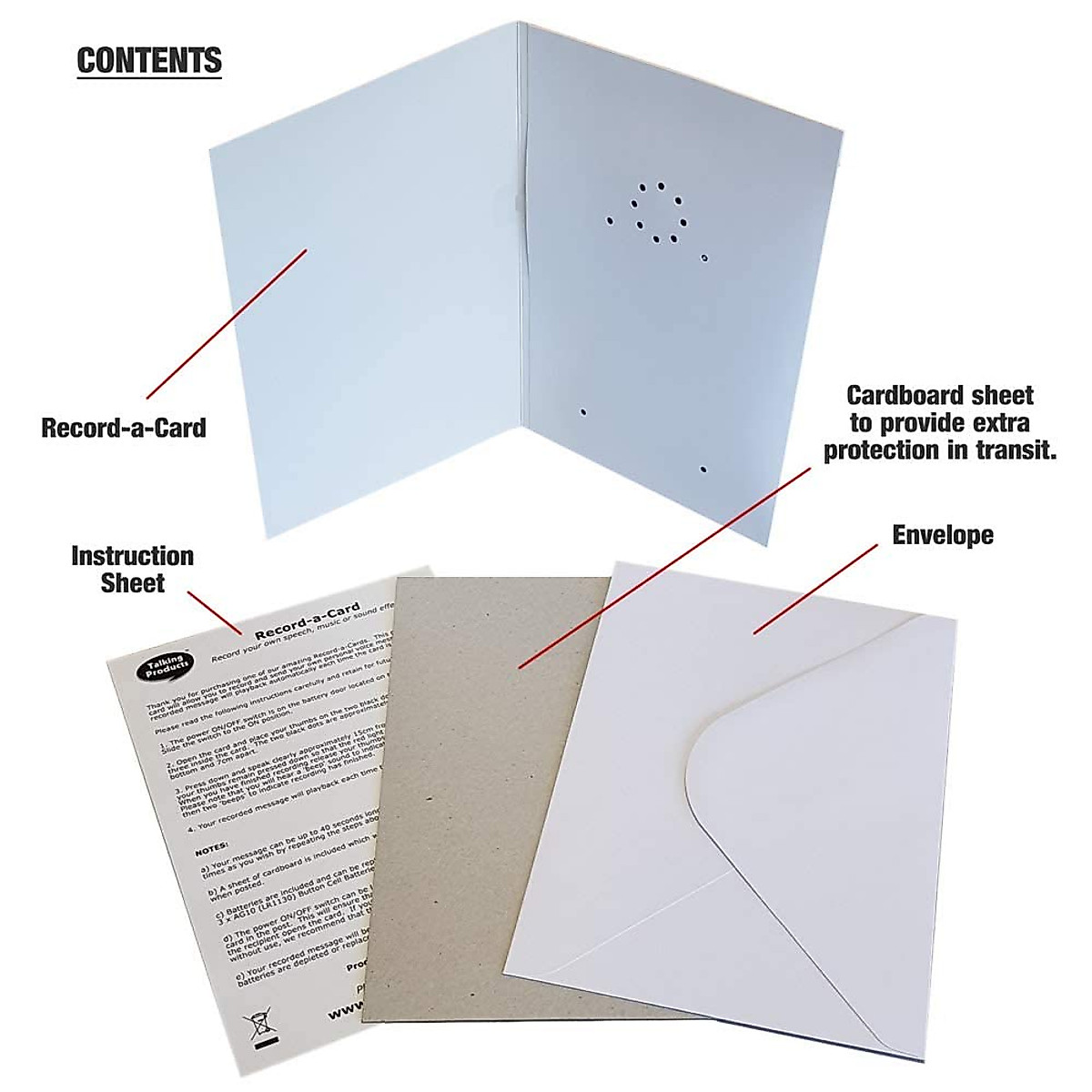 Talking Products, Voice Recordable Talking Audio Greeting Card, Record and Send Your own Personalized Custom Voice Message. 40 Seconds Recording with Replaceable Batteries.