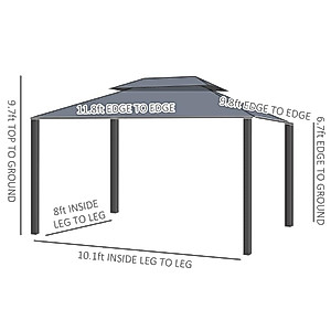 10x12 Hardtop Gazebo, Polycarbonate Gazebo Canopy with Curtains, Aluminum Frame Outdoor Canopy for Patios, Decks, Gardens, Lawns and Pools