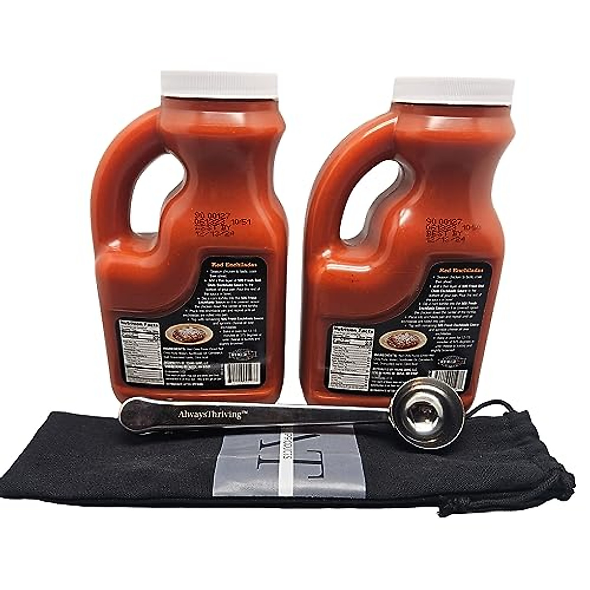 Young Guns Mild Red Chile Sauce 2-Pack - 505 Fresh - Made With Young Guns Hatch Valley Chile + AlwaysThriving™ 2-in-1 Scoop Spoon & Bag Clip Combo - Authentic Hatch Flavor (Red Chile Sauce(HOT))