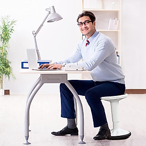 GLACER Wobble Stool, Wiggle Stool for Classroom Seating, 24" Active Learning Stool w/Adjustable Height, Sitting Balance Chair for School, Office Stand Up, Flexible Seating Wobble Chair (White)