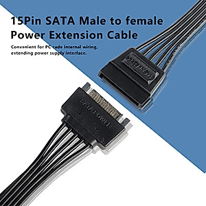 XMSJSIY SATA Power Y Splitter Cable Adapter Connector 15 Pin SATA Male to Dual Female Hard Drive HDD SSD Extension Power Cable-22cm/8.6inch