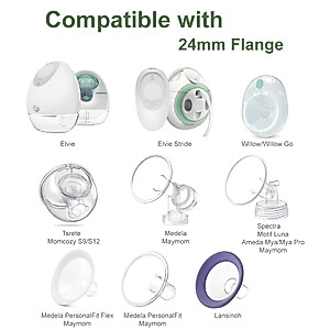 Maymom 13mm Flange Insert Compatible with Elvie Single/Double Electric, Elvie Stride Cup (24mm), Compatible with Medela PersonalFit Flex Shield, Not Original Elvie Replacement Pump Parts