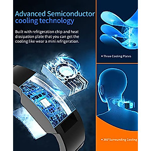 THOUSTA Neck Fan Portable Air Conditioner Bladeless Neck Fan with 3 Cooling Plates Two Speed Adjusted Portable Fan USB Fan with 10000mAh Power Bank (NO BATTERY IN THE FAN) Black