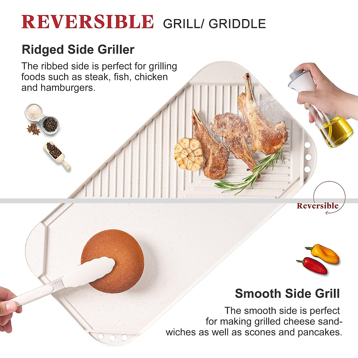 Caannasweis Marble Stone Nonstick Cookware Set - Granite Frying Pans for Kitchen Cooking Essentials (Grillde Beige)