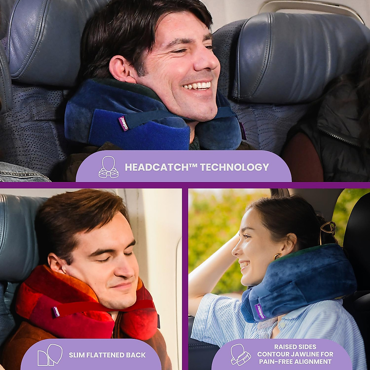 Cabeau Best Neck Pillow for Travel – Evolution Earth – 360° Head, Neck and Chin Support for Sleeping – Sustainable Memory Foam - Removable, Washable Cover with Compact Carrying Case (Water)