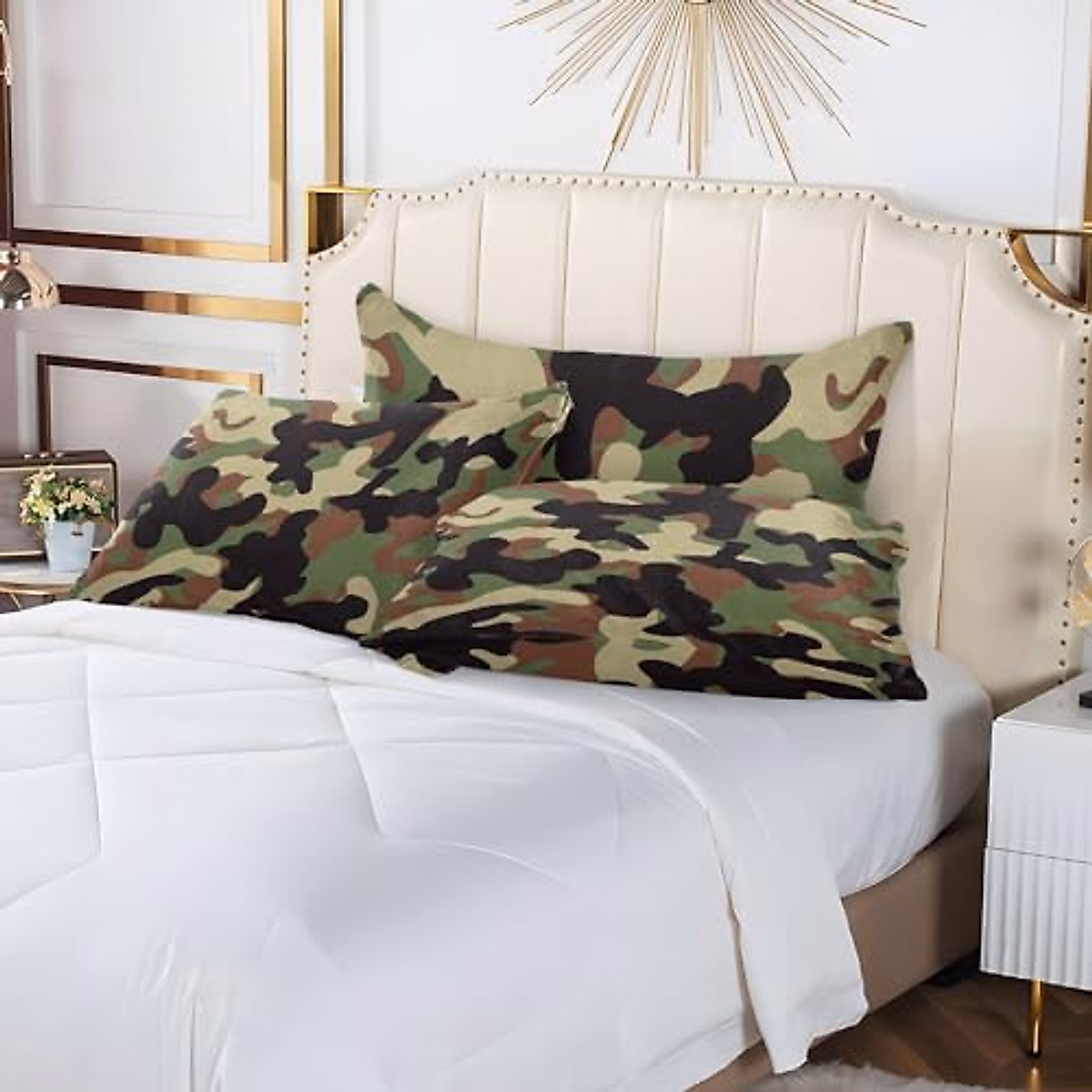 ALAZA Green Camo Woodland Camouflage Plush Pillow Cases Standard Size Pillow Cover Soft & Warm Zippered Bed Pillowcase, 20 x 26 inch