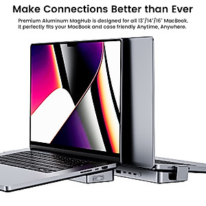 INVZI MagHub 12-in-2 USB-C Docking Station Triple Monitors with Pop-Up SSD, Dual 4K HDMI, DP, 100W PD Charging, USB 3.2 10Gbps USB, RJ45, SD/TF Slots for MacBook Pro M1 14” 16”, MacBook Air M2 13”